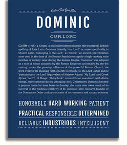 Dominic Personalized Name Meaning Art Prints – Name Stories