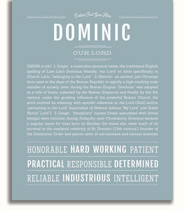 Dominic Personalized Name Meaning Art Prints – Name Stories
