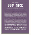 Dominick Personalized Name Meaning Art Prints – Name Stories