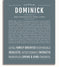 Dominick Personalized Name Meaning Art Prints – Name Stories