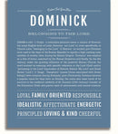Dominick Personalized Name Meaning Art Prints – Name Stories