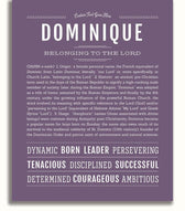 Dominique Personalized Name Meaning Art Prints – Name Stories