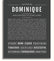 Dominique (female) | Name Art Print – Name Stories