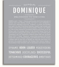 Dominique Personalized Name Meaning Art Prints – Name Stories