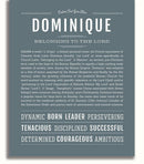 Dominique (female) | Name Art Print – Name Stories