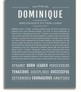 Dominique Personalized Name Meaning Art Prints – Name Stories