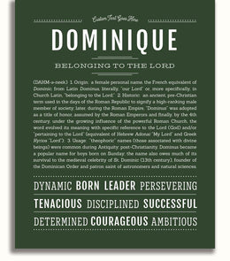 Dominique Personalized Name Meaning Art Prints – Name Stories