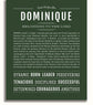 Dominique Personalized Name Meaning Art Prints – Name Stories
