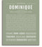 Dominique Personalized Name Meaning Art Prints – Name Stories
