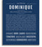 Dominique (female) | Name Art Print – Name Stories