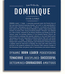 Dominique Personalized Name Meaning Art Prints – Name Stories