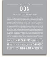 Don Personalized Name Meaning Art Prints – Name Stories