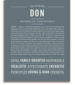 Don Personalized Name Meaning Art Prints – Name Stories