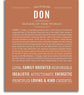 Don Personalized Name Meaning Art Prints – Name Stories