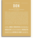 Don Personalized Name Meaning Art Prints – Name Stories