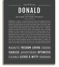 Donald Personalized Name Meaning Art Prints – Name Stories