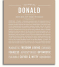 Donald Personalized Name Meaning Art Prints – Name Stories