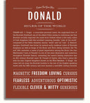 Donald Personalized Name Meaning Art Prints – Name Stories