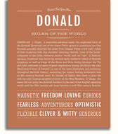 Donald Personalized Name Meaning Art Prints – Name Stories
