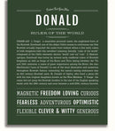 Donald Personalized Name Meaning Art Prints – Name Stories
