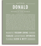 Donald Personalized Name Meaning Art Prints – Name Stories