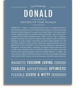 Donald Personalized Name Meaning Art Prints – Name Stories