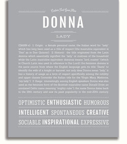 Donna Personalized Name Meaning Art Prints – Name Stories