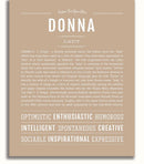 Donna Personalized Name Meaning Art Prints – Name Stories
