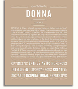 Donna Personalized Name Meaning Art Prints – Name Stories