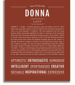 Donna Personalized Name Meaning Art Prints – Name Stories