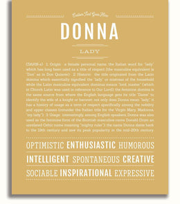 Donna Personalized Name Meaning Art Prints – Name Stories