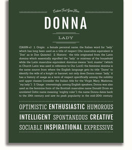 Donna Personalized Name Meaning Art Prints – Name Stories