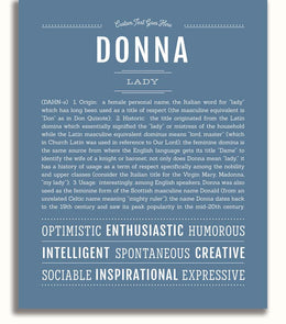 Donna Personalized Name Meaning Art Prints – Name Stories