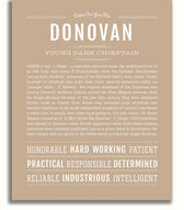 Donovan Personalized Name Meaning Art Prints – Name Stories