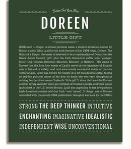 Doreen Personalized Name Meaning Art Prints – Name Stories