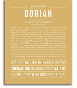 Dorian Personalized Name Meaning Art Prints – Name Stories
