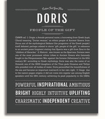 Doris Personalized Name Meaning Art Prints – Name Stories