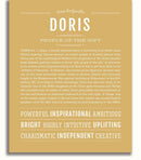 Doris Personalized Name Meaning Art Prints – Name Stories