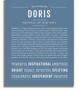 Doris Personalized Name Meaning Art Prints – Name Stories
