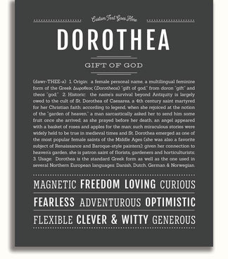Dorothea Personalized Name Meaning Art Prints – Name Stories