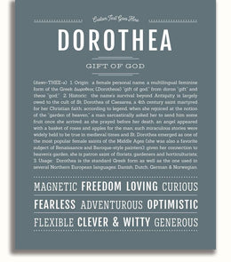Dorothea Personalized Name Meaning Art Prints – Name Stories
