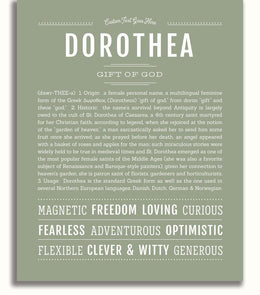 Dorothea Personalized Name Meaning Art Prints – Name Stories