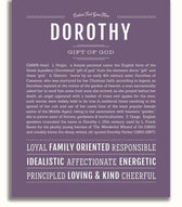 Dorothy Personalized Name Meaning Art Prints – Name Stories