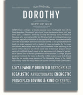 Dorothy Personalized Name Meaning Art Prints – Name Stories
