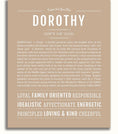 Dorothy Personalized Name Meaning Art Prints – Name Stories