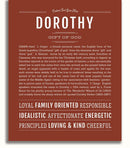 Dorothy Personalized Name Meaning Art Prints – Name Stories
