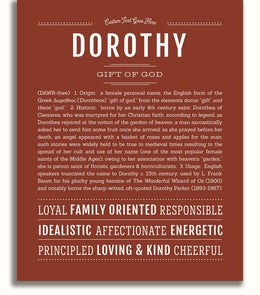 Dorothy | Name Art Print – Name Stories