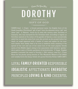 Dorothy Personalized Name Meaning Art Prints – Name Stories