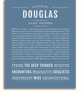 Douglas Personalized Name Meaning Art Prints – Name Stories