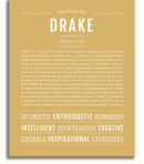 Drake Personalized Name Meaning Art Prints – Name Stories